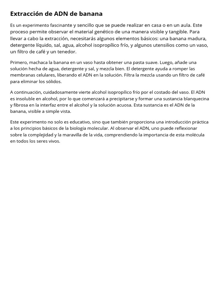 Extracción Casera de ADN de Banana | PDF