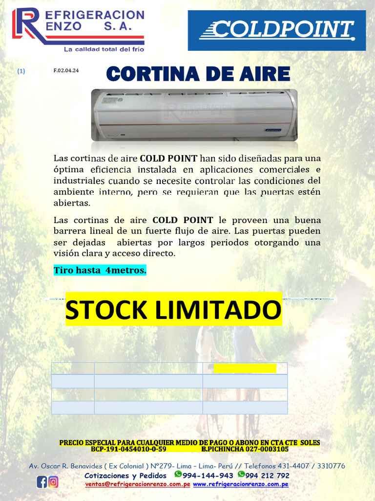 Cortinas de Aire COLD POINT: Eficiencia y Control | PDF