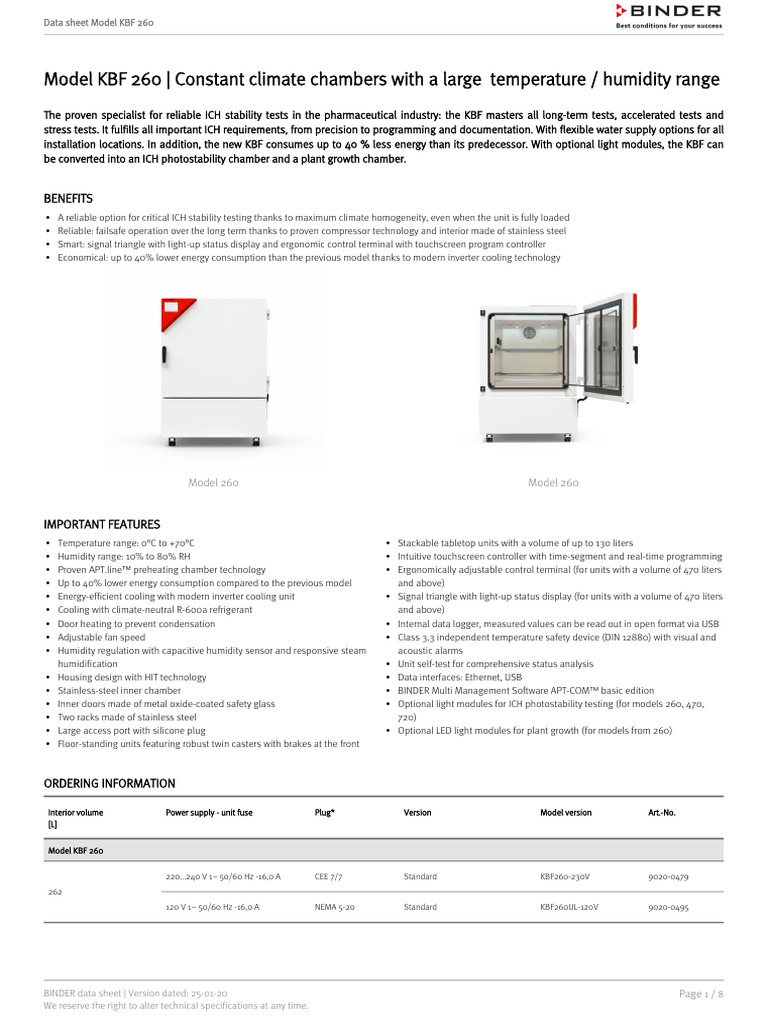 Data Sheet Model KBF 260 en | PDF | Verification And Validation