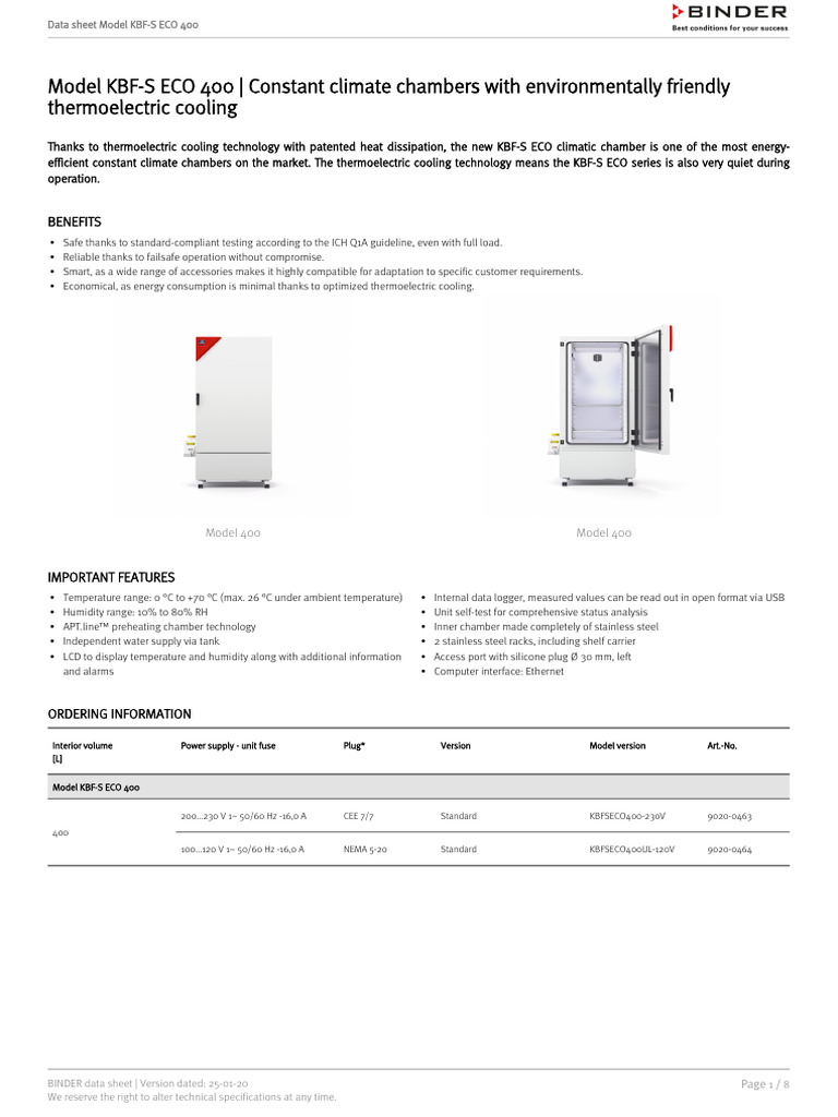 Data Sheet Model KBF-S ECO 400 en | PDF | Verification And Validation ...