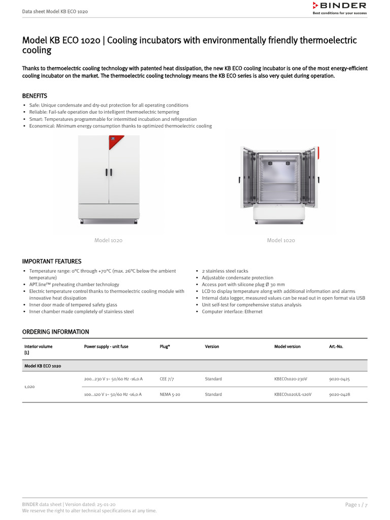 Data Sheet Model KB ECO 1020 en | PDF | Temperature | Calibration
