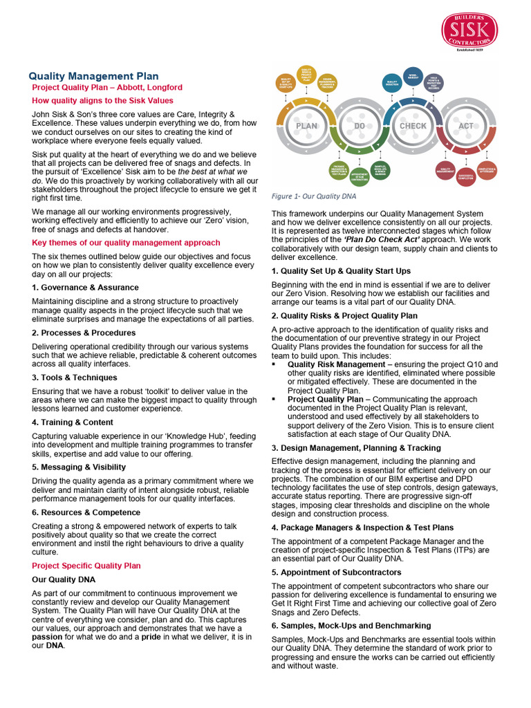 Abbott Longford Quality Management Plan | PDF | Iso 9000 | Quality ...
