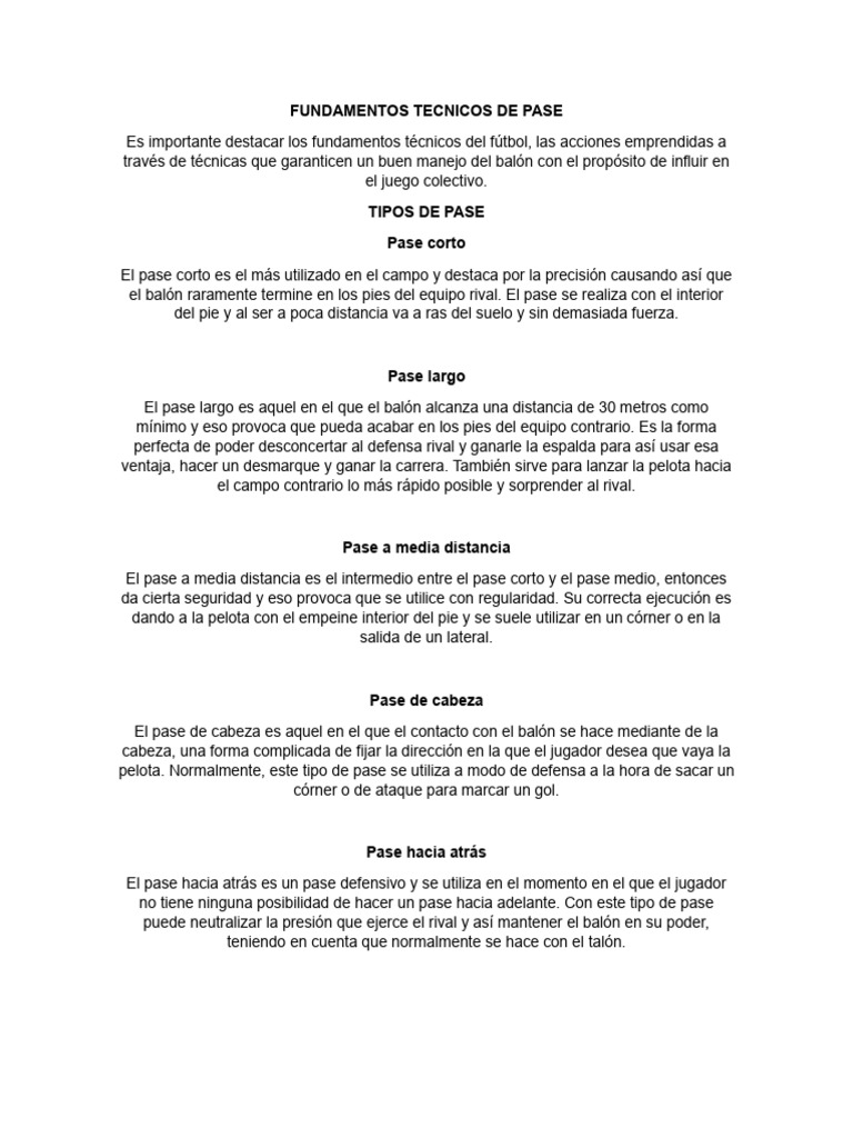 Fundamentos Tecnicos de Pase | PDF | Deportes | Deportes de equipo