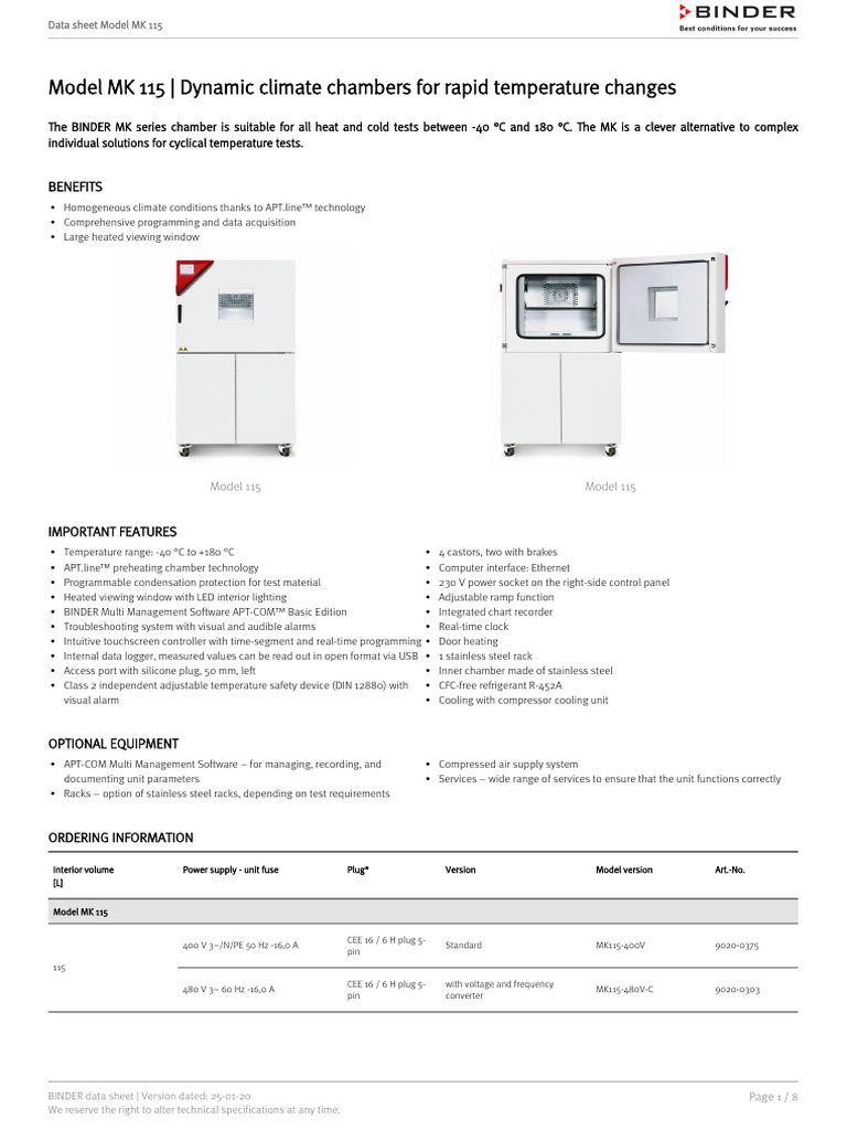 Data Sheet Model MK 115 en | PDF | Calibration | Temperature