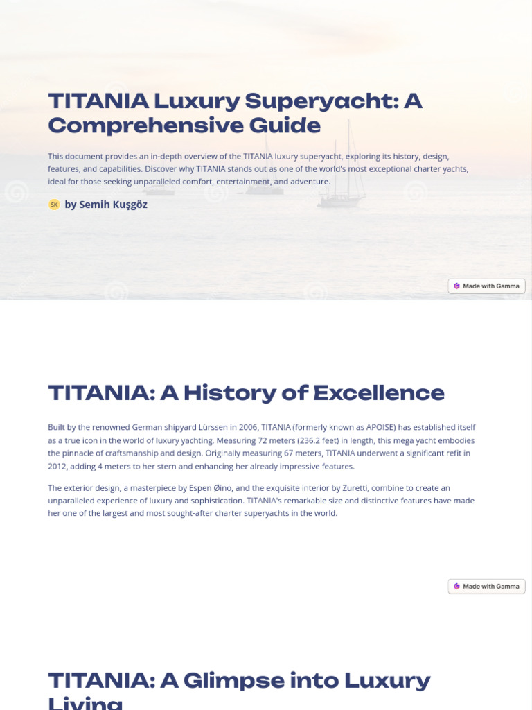 TITANIA Luxury Superyacht A Comprehensive Guide | PDF | Watercraft | Ships
