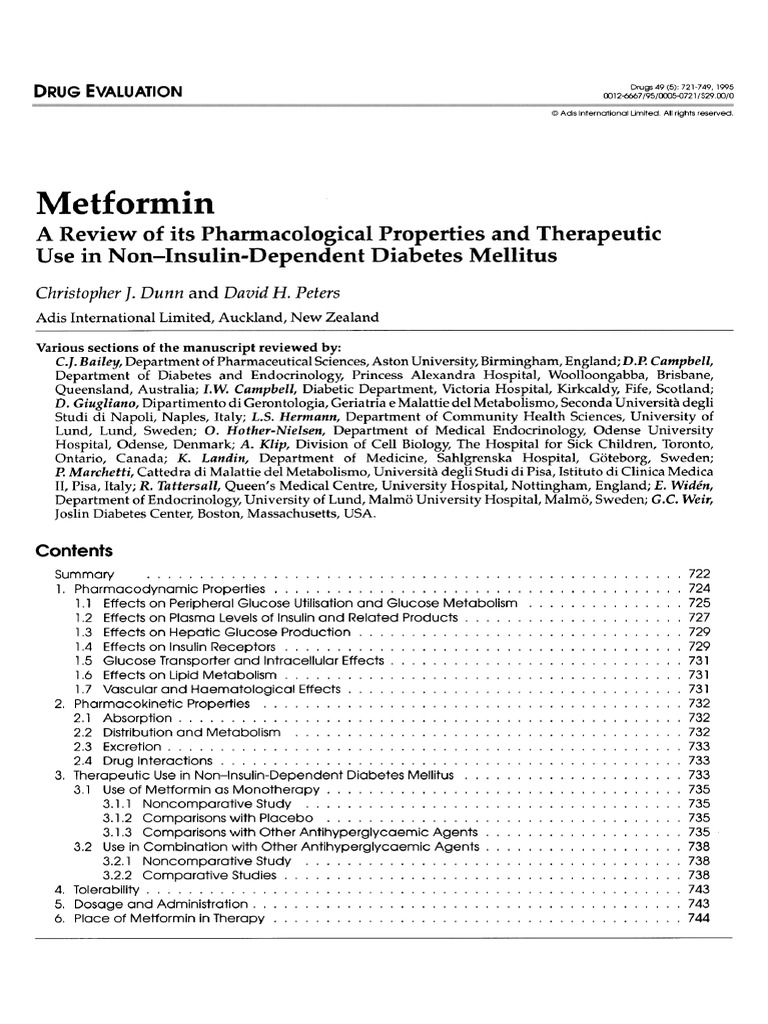 Pharmachologic Properties of Metformin | PDF