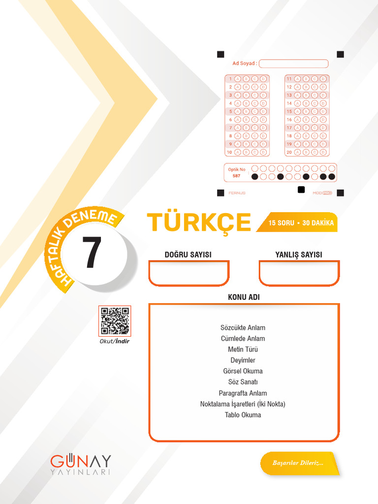 5-Sinif-Turkce 1. Dönem Tekrar Deneme | PDF