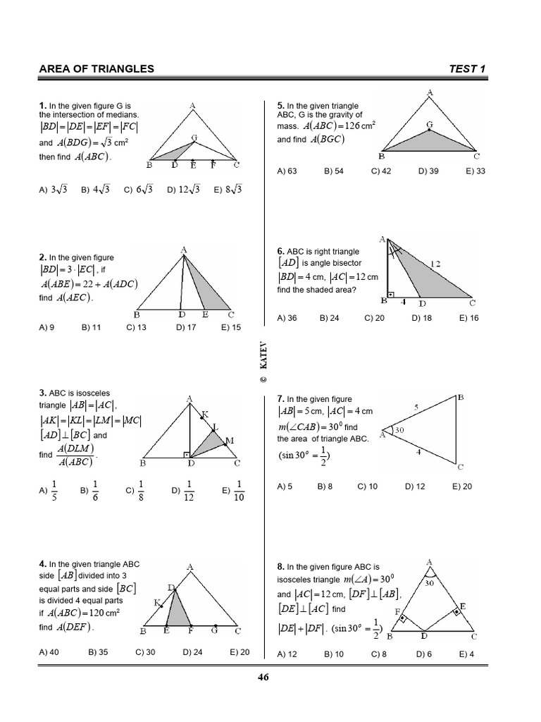 Area of Triangles HW2-3 | PDF | Area | Triangle Geometry