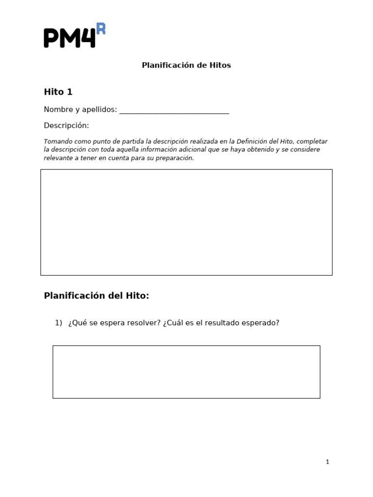 2015 Planilla de Planificación de Hitos v1 | PDF