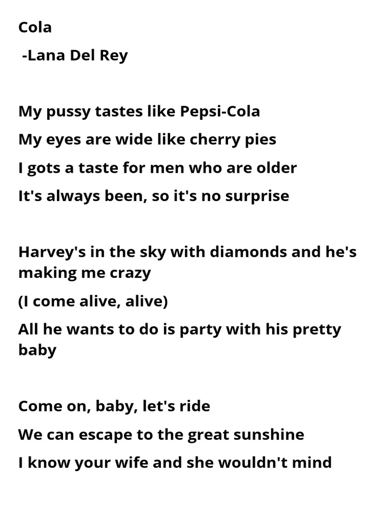 LANA DEL REY LETRA DA MÚSICA 'Cola' | PDF