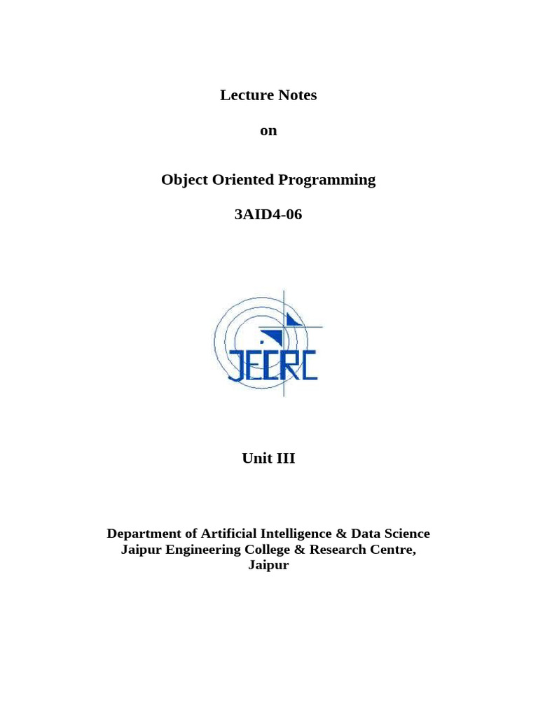 Unit Iii Aids Pdf Class Computer Programming Inheritance Object Oriented Programming