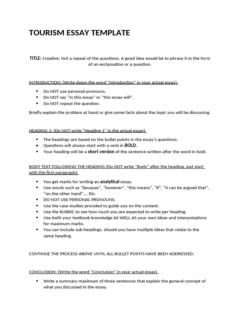Tourism Essay Template Pdf Essays Linguistics