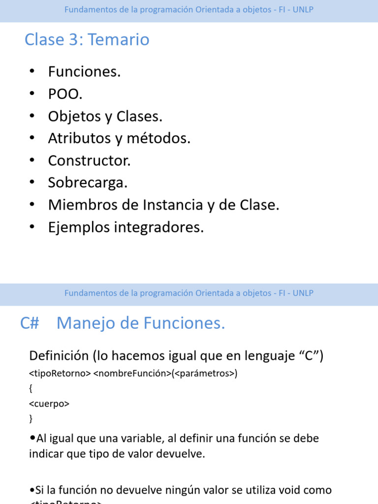 2018 3 Funciones Clases | PDF | C Sharp (lenguaje de programación) | Constructor (Programación ...