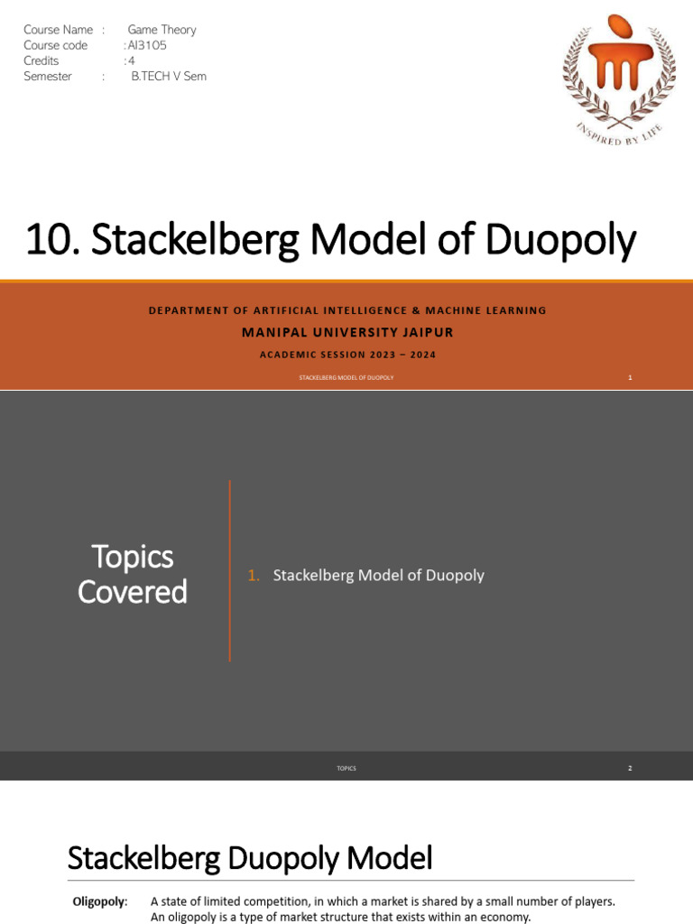 Stackelberg Model of Duopoly | PDF | Oligopoly | Economics Of Regulation