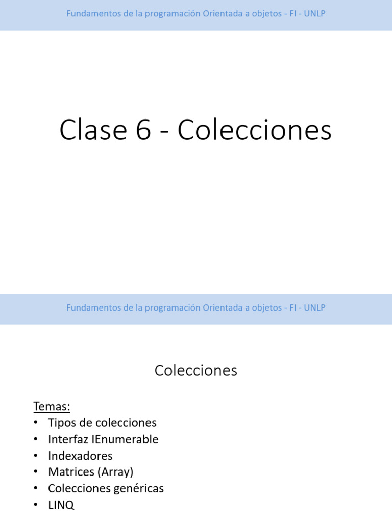 Colecciones en POO: Clase 6 | PDF | Paradigmas de programación | Desarrollo de software