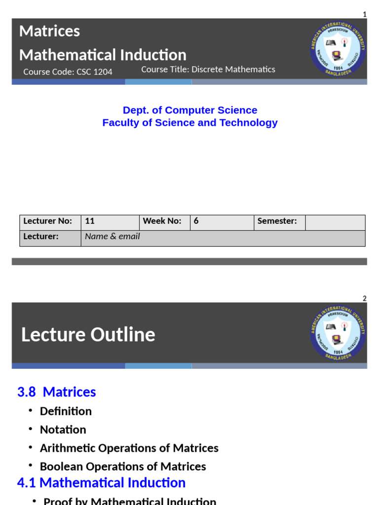 DM 11 Matrices MathInduction | PDF | Matrix (Mathematics) | Theorem