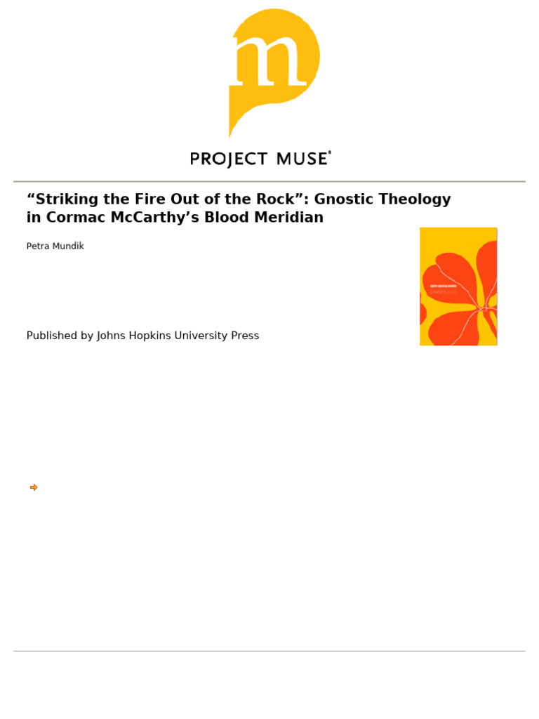 Gnostic Themes in Blood Meridian | PDF | Gnosticism | Gnosis