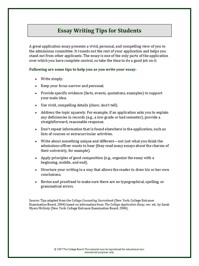 College Essay Tips for Students | PDF