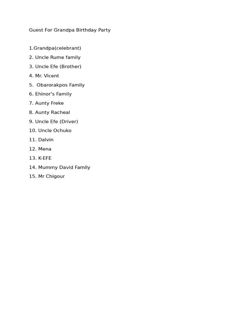 Guest for Grandpa Birthday Party | PDF