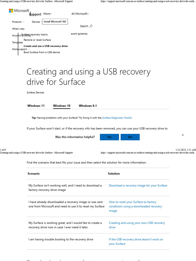 Creating and Using A USB Recovery Drive For Surface - Microsoft Support ...