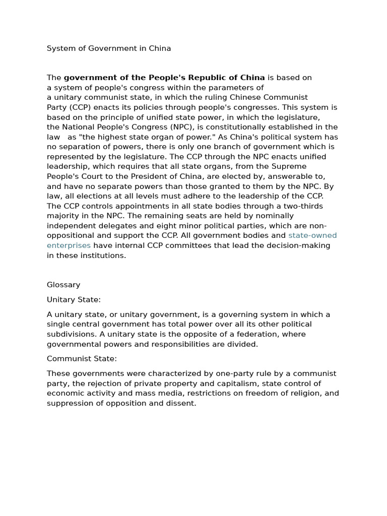 System of Government in China | PDF