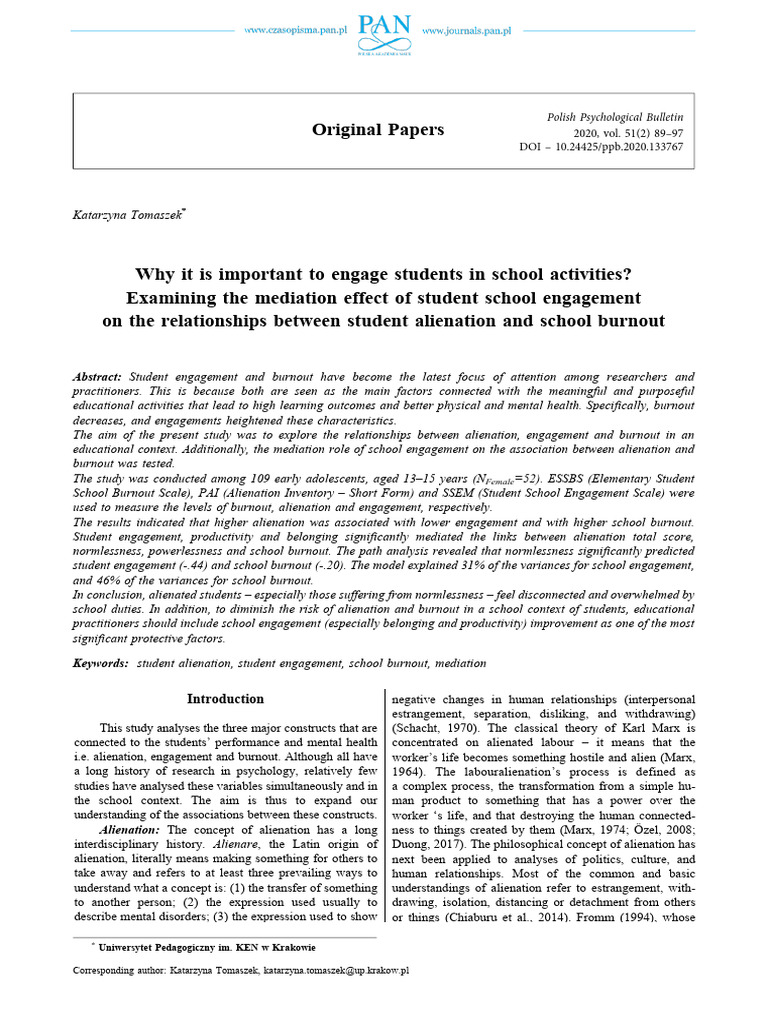Why It Is Important To Engage Stude | PDF | Social Alienation ...