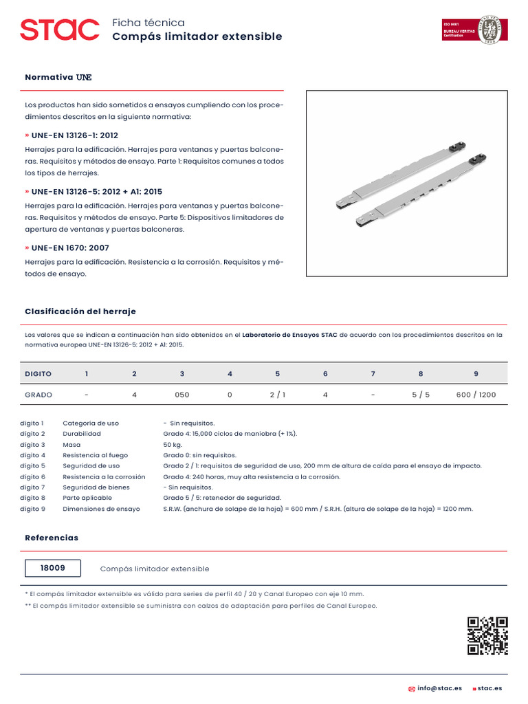 Compas Limitador Extensible 18009 - Ficha - Tecnica | PDF