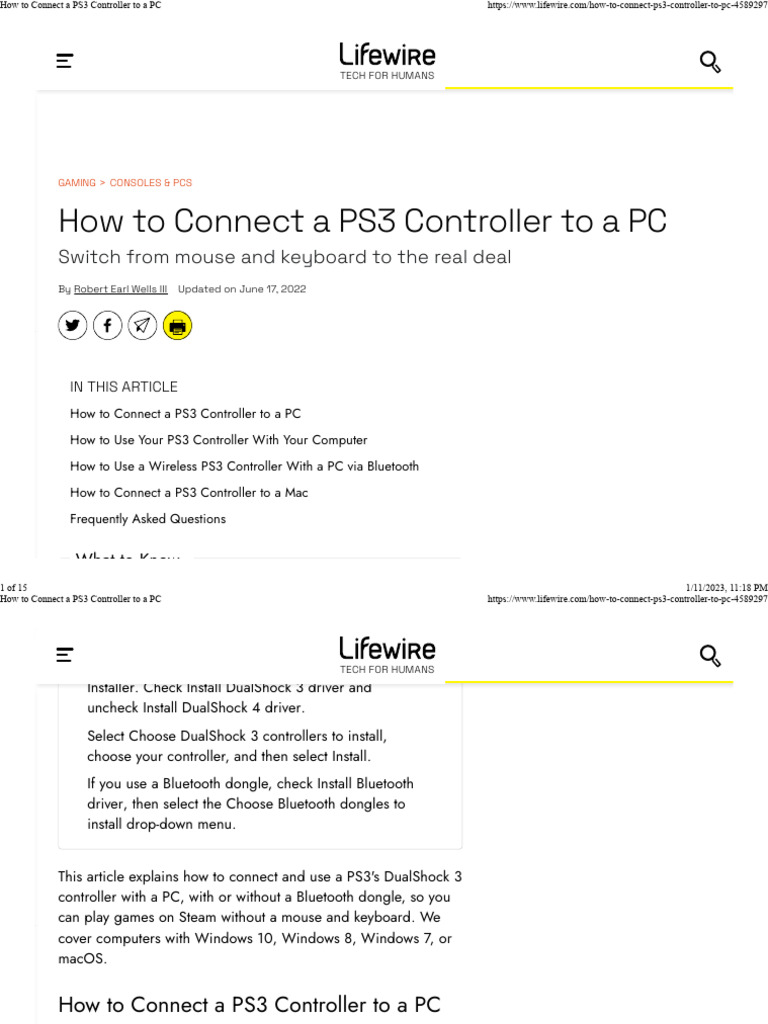 How To Connect A PS3 Controller To A PC | PDF | Play Station 3 | Computing