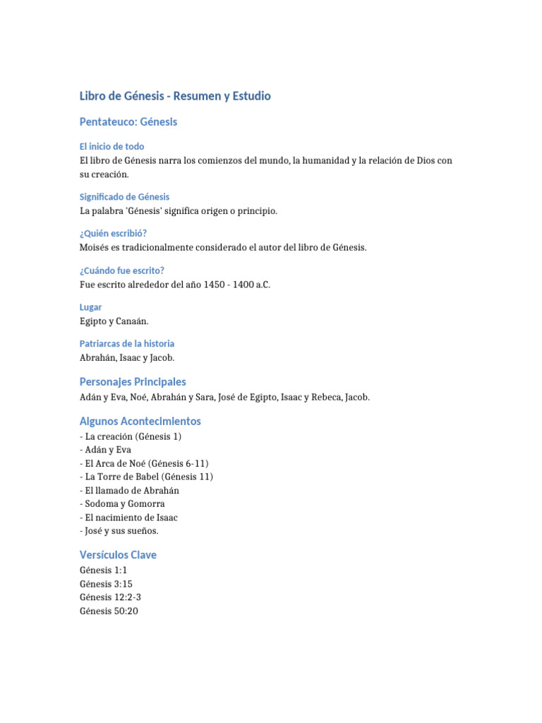 Resumen Génesis | PDF