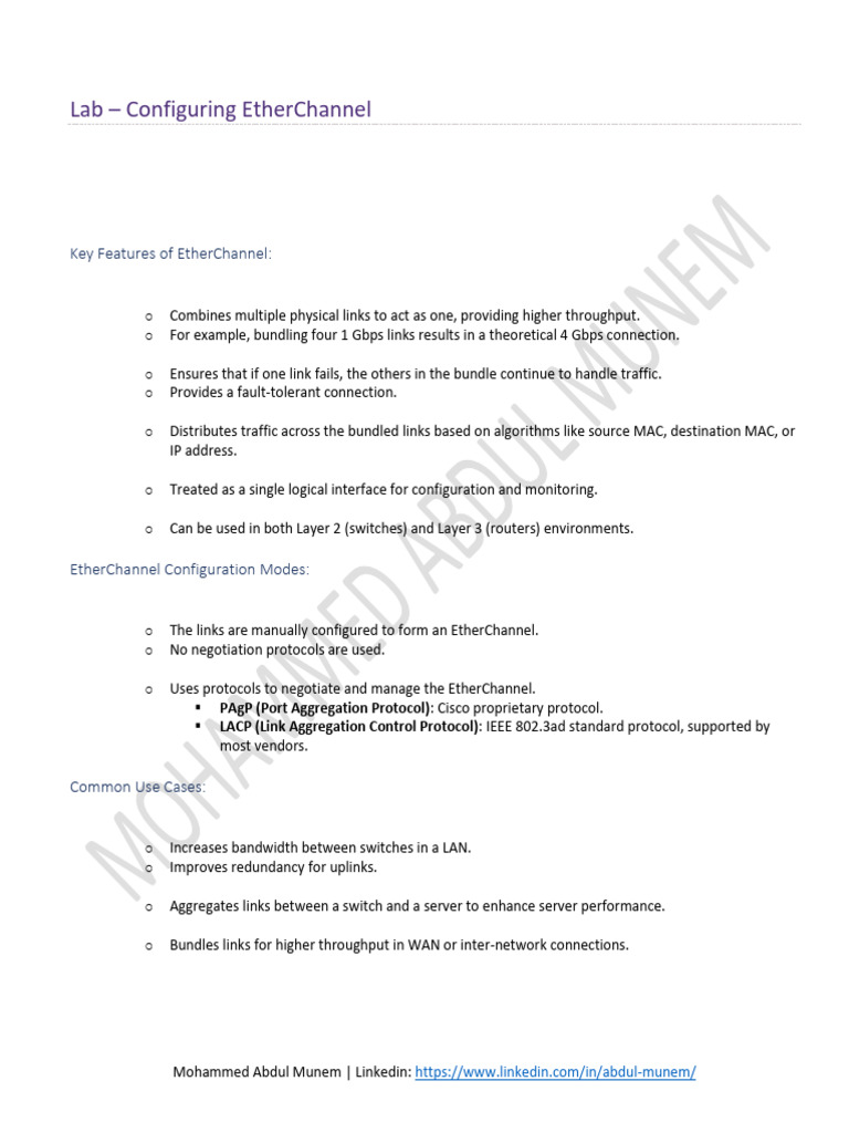 Configuring EtherChannel with PAgP and LACP | PDF | Network Switch ...