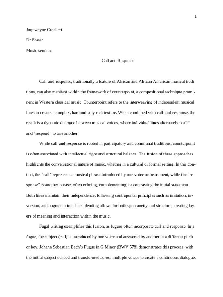 Call and response | PDF | Musical Forms | Musical Compositions