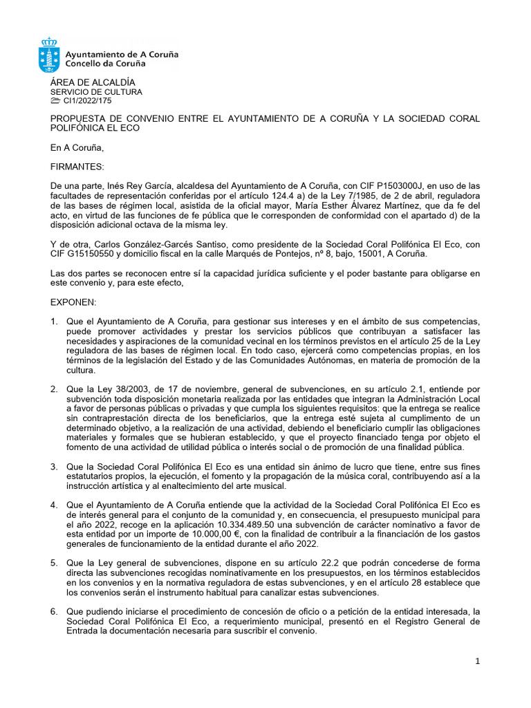 Sdad Coral Polifónica El ECO Cast | PDF | Otorgar dinero) | Presupuesto