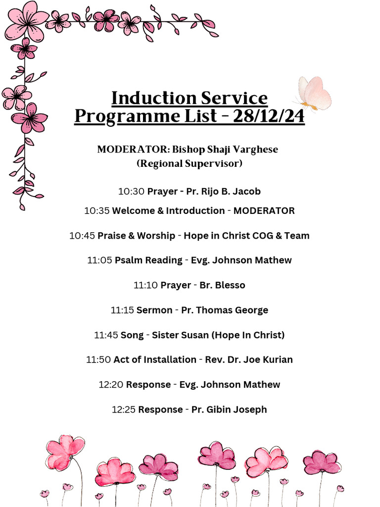 Induction Service 281224 | PDF