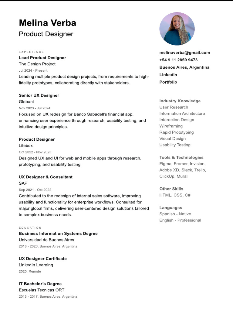 Melina Verba: Product Designer Portfolio | PDF