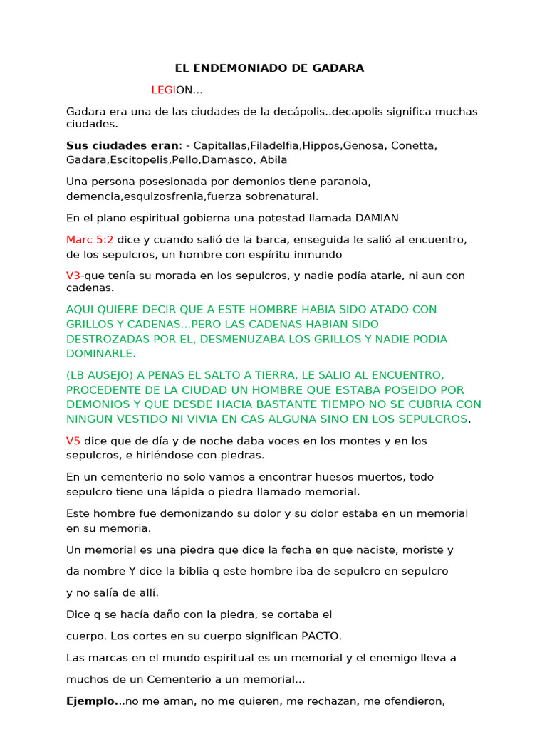 El Endemoniado de Gadara: Liberación y Significado | PDF | Demonios ...