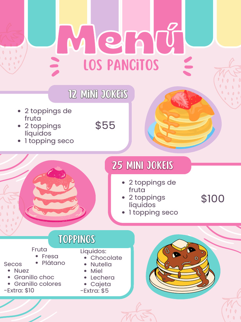 Menú Mini Donas Ilustrado Rosa | PDF