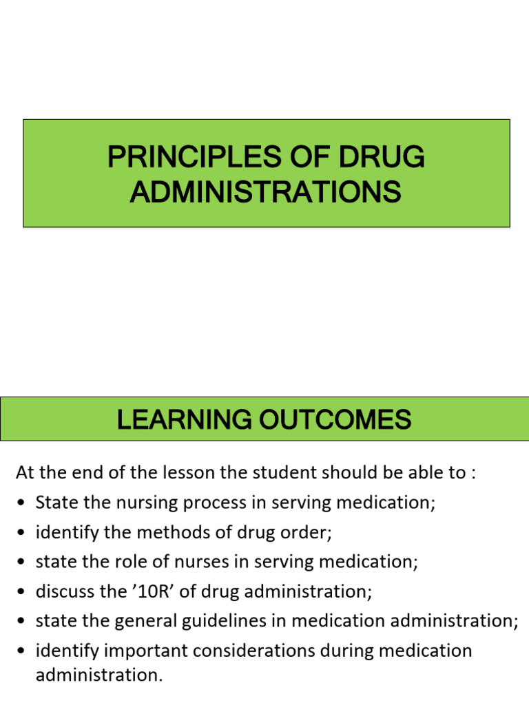 Drug Administration Principles for Nurses | PDF | Dose (Biochemistry ...
