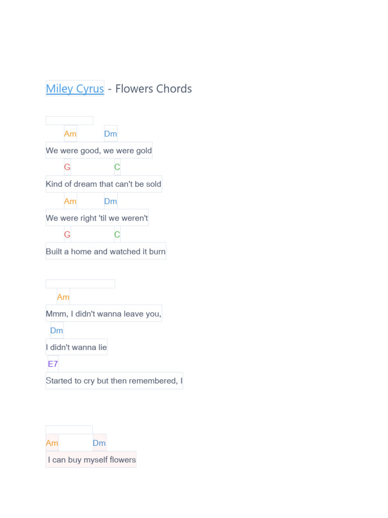 Flowers Chords | PDF | Song Structure | Pop Songs