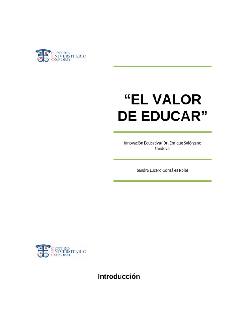 El Valor de Educar | PDF | Maestros | Aprendizaje