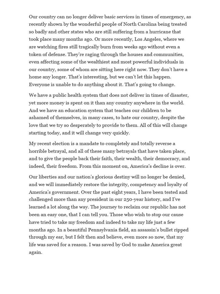 Trump speech transcript_ Full text transcript of inaugural address | PDF