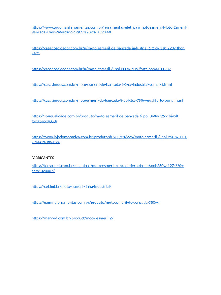 Levantamento de Moto Esmeril | PDF