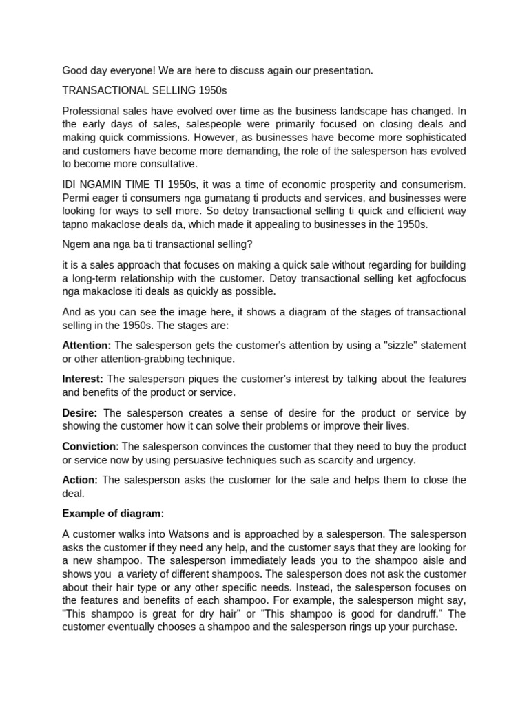 TRANSACTIONAL SELLING 1950s | PDF | Sales | Business