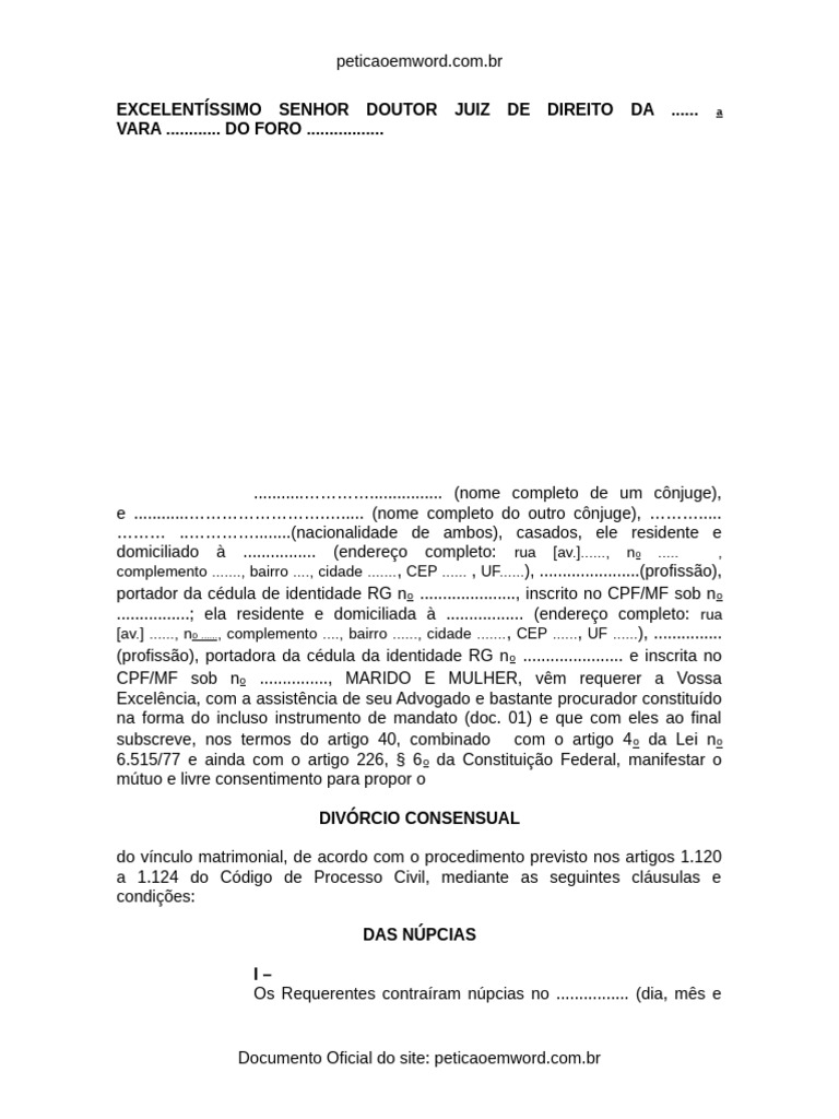 Ação de Divorcio Consensua | PDF | Divórcio | Pensão alimentícia