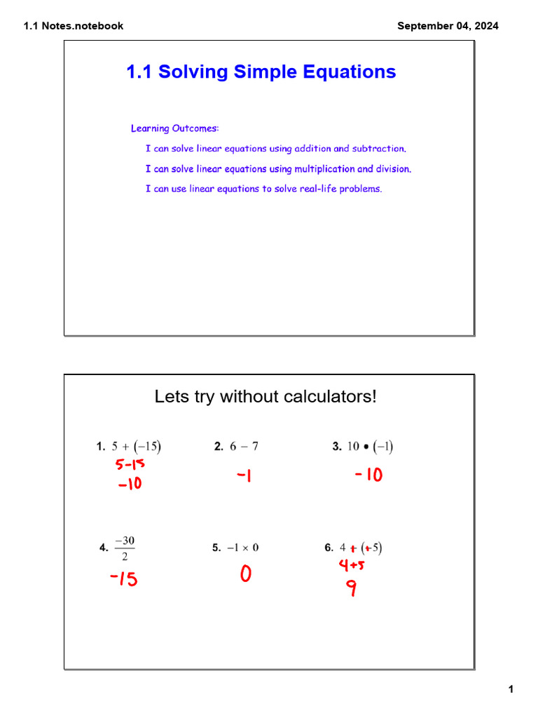 Solving Simple Equations Guide | PDF