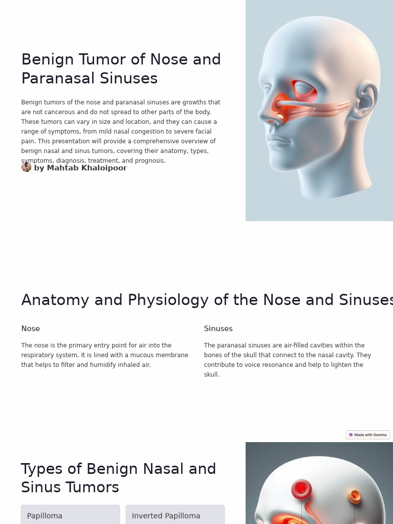 Benign Tumor of Nose and Paranasal Sinuses | PDF | Human Nose | Medical ...