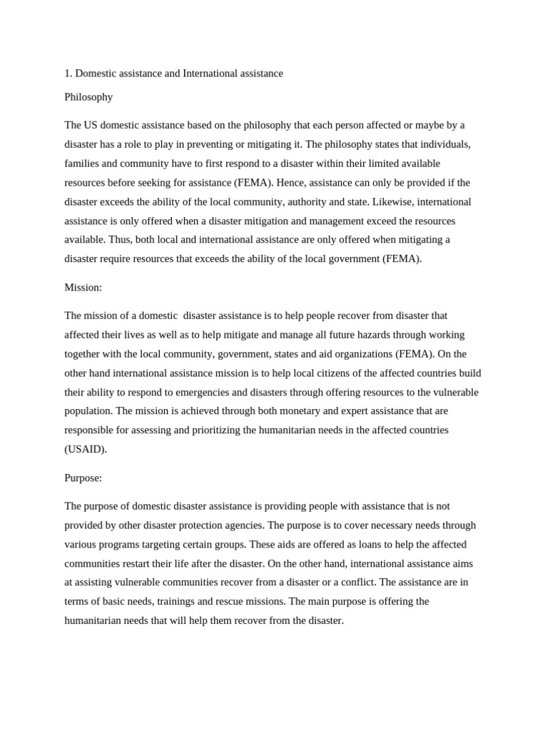Domestic and Foreign Disaster Assistance | PDF | Aids | Federal ...