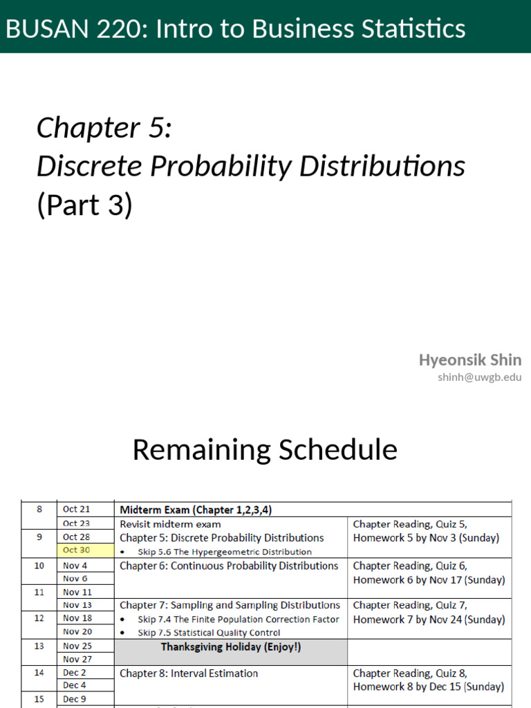 05 Discrete Probability Distributions - Part 3 | PDF | Probability Distribution | Teaching ...