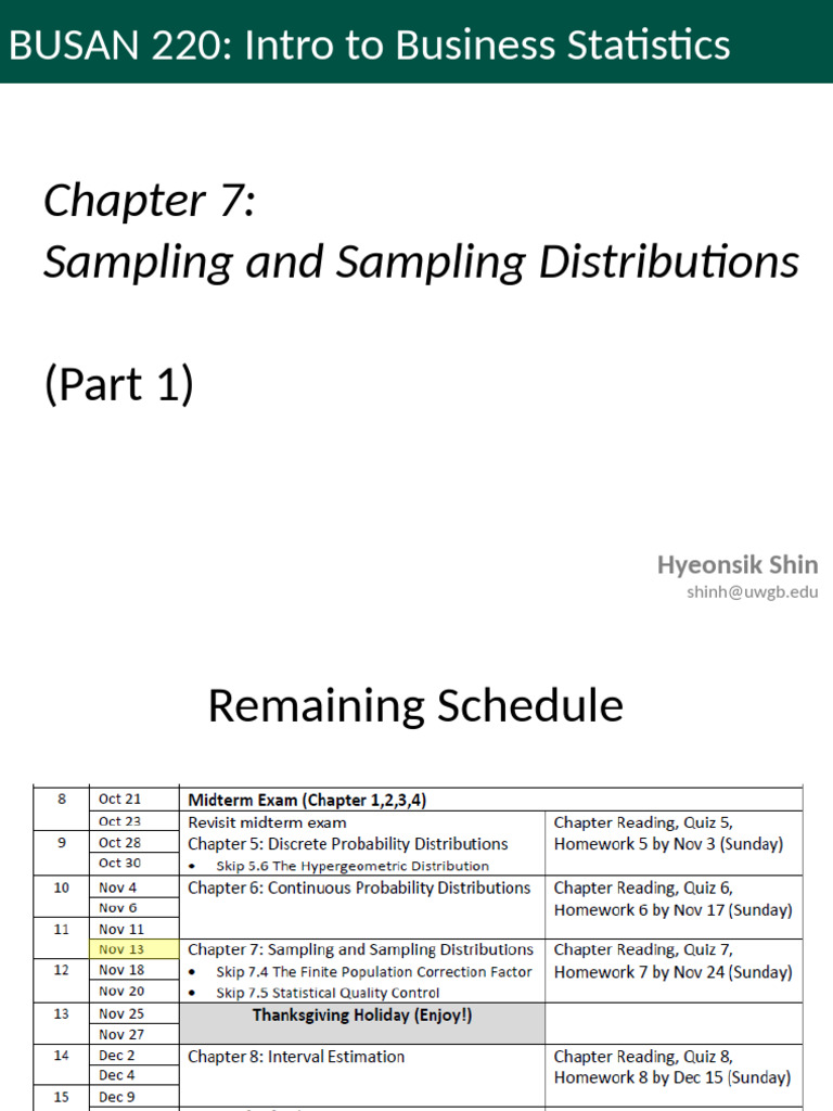 07 Sampling and Sampling Distributions - Part 1 | PDF | Sampling ...