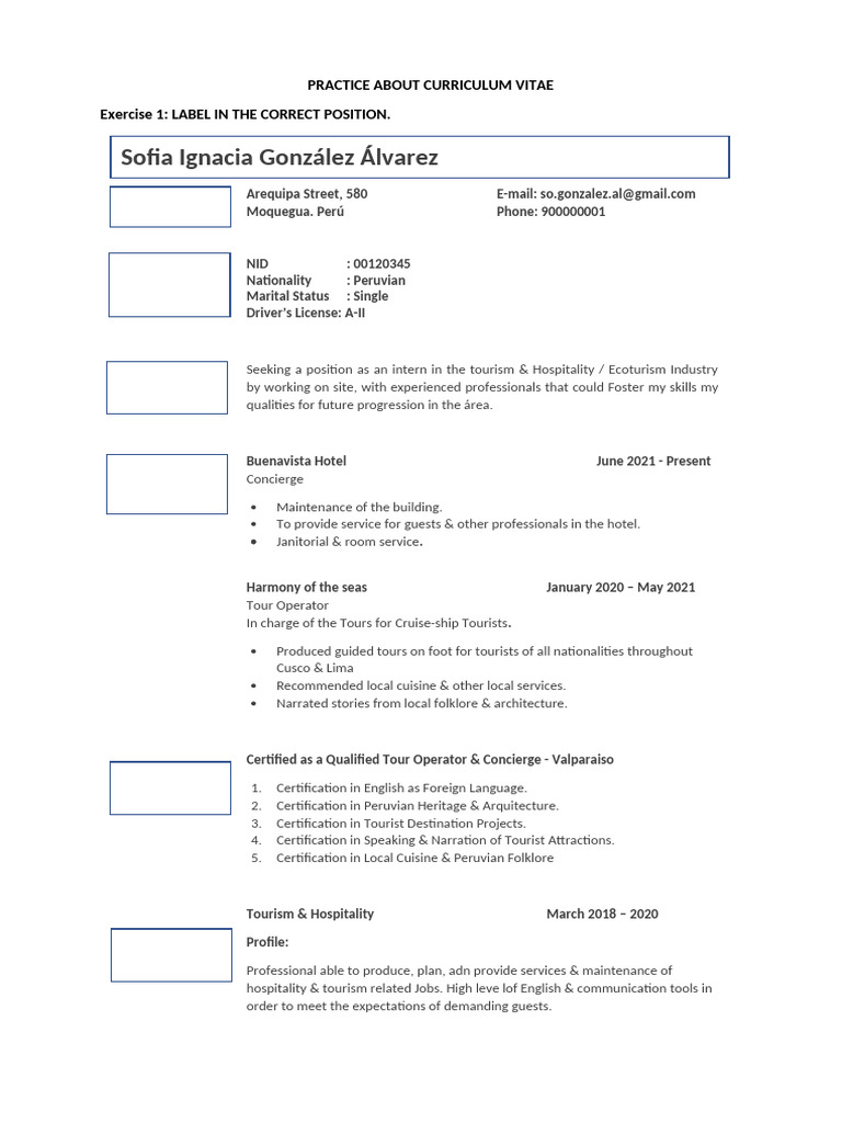 Sem.13practice About CV & Resume | PDF | Tourism