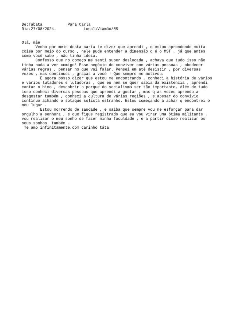 Carta para minha mãe | PDF